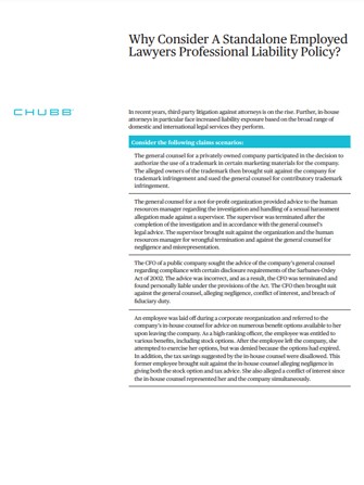 Employed Lawyers Professional Liability Insurance | Chubb
