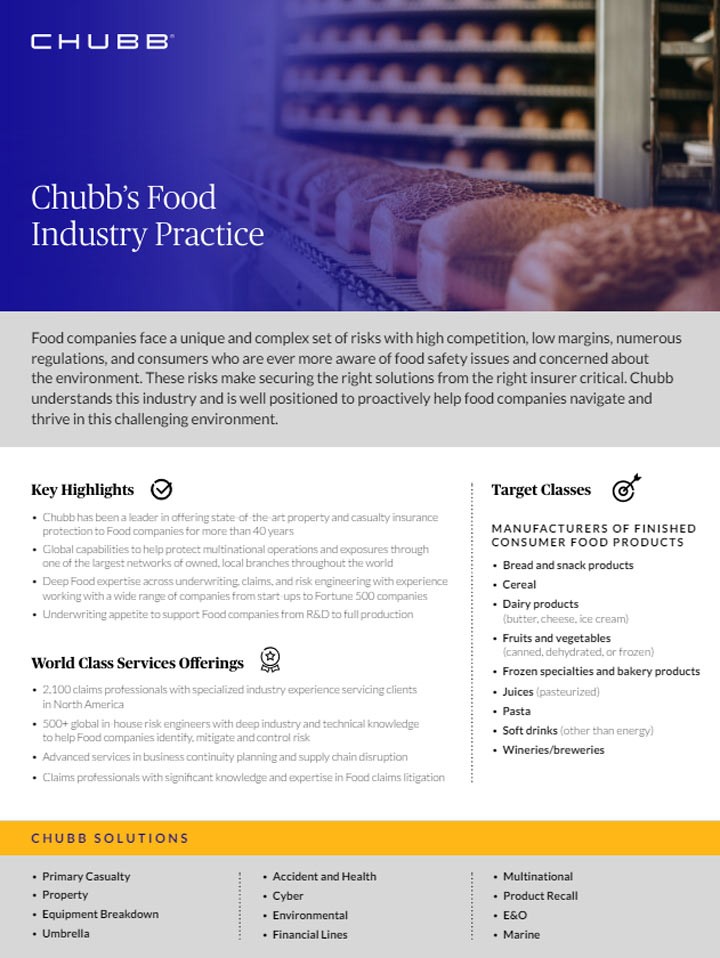 Food Business Insurance | Chubb