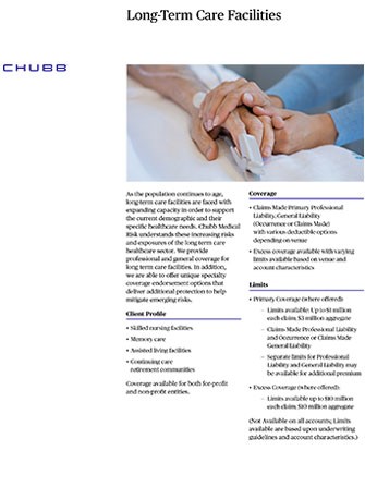 Long Term Care Facilities Insurance | Chubb